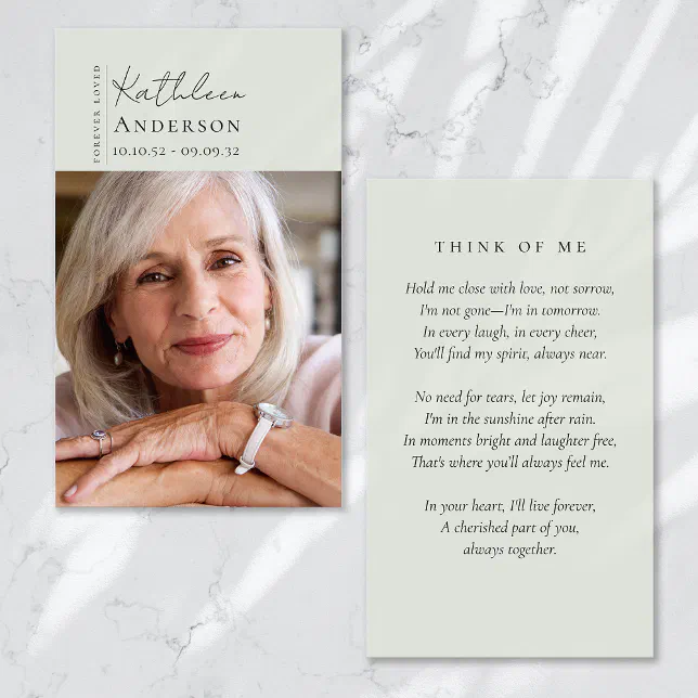 Forever Loved Calligraphy Script Memorial Card | Zazzle