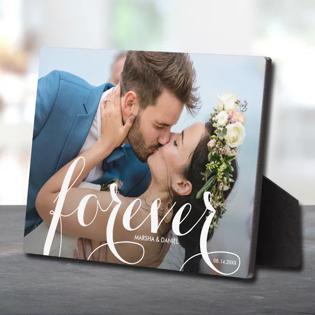 FOREVER Script Easel Back Photo Frameless Plaque | Zazzle