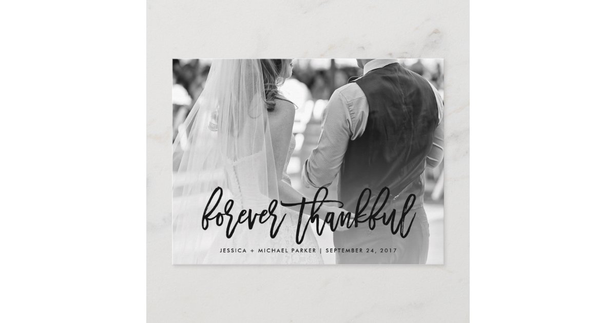 Forever Thankful | Black Typography and Photo Postcard | Zazzle
