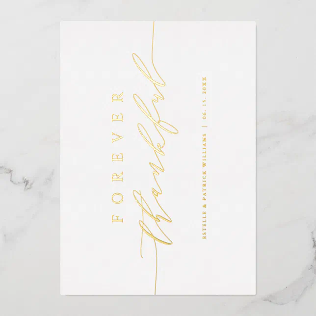 Forever Thankful Gold Foil Photo Thank You Card | Zazzle