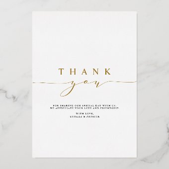 Forever Thankful Gold Foil Wedding Thank You Card | Zazzle