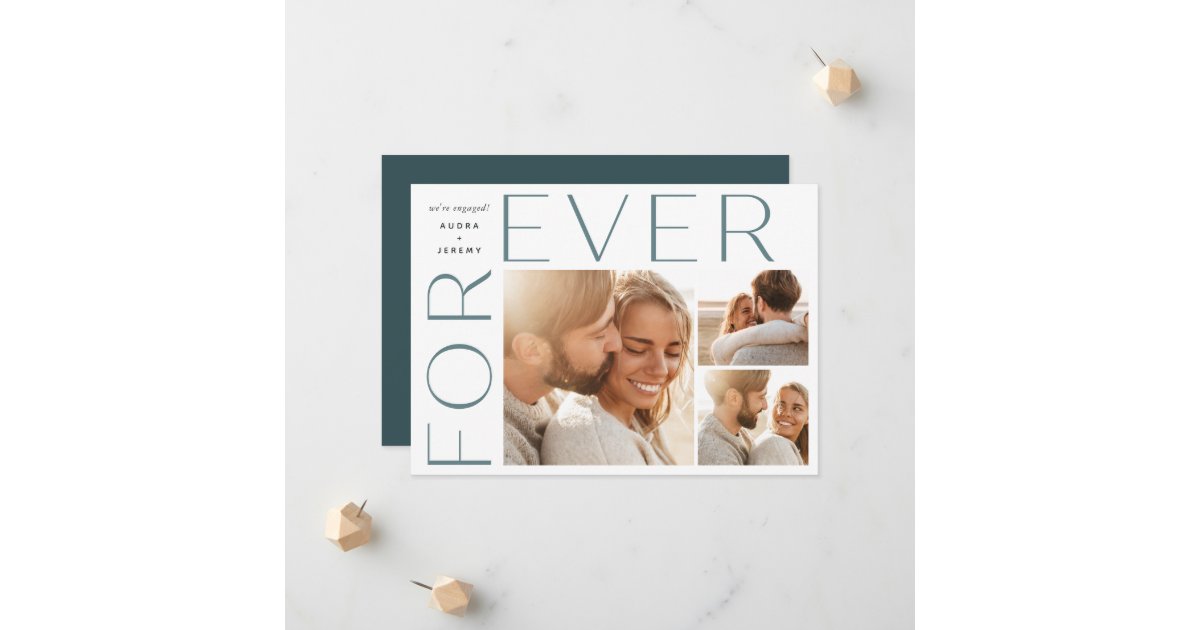 Forever Three Photo Collage Engagement Announcement | Zazzle