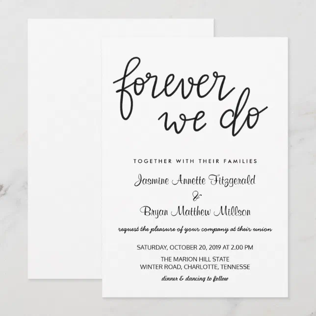 Forever We Do Handwritten Script Modern Wedding Invitation | Zazzle
