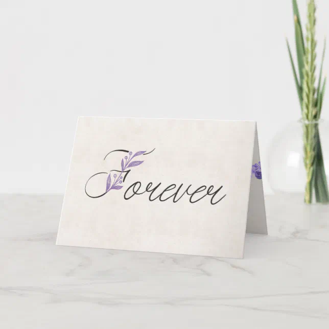 Forever wedding text with floral design card | Zazzle
