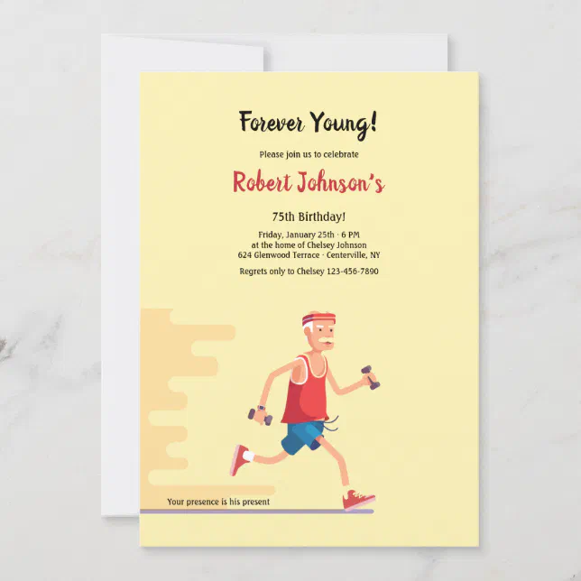 Forever Young Senior Citizen Birthday Invitation | Zazzle