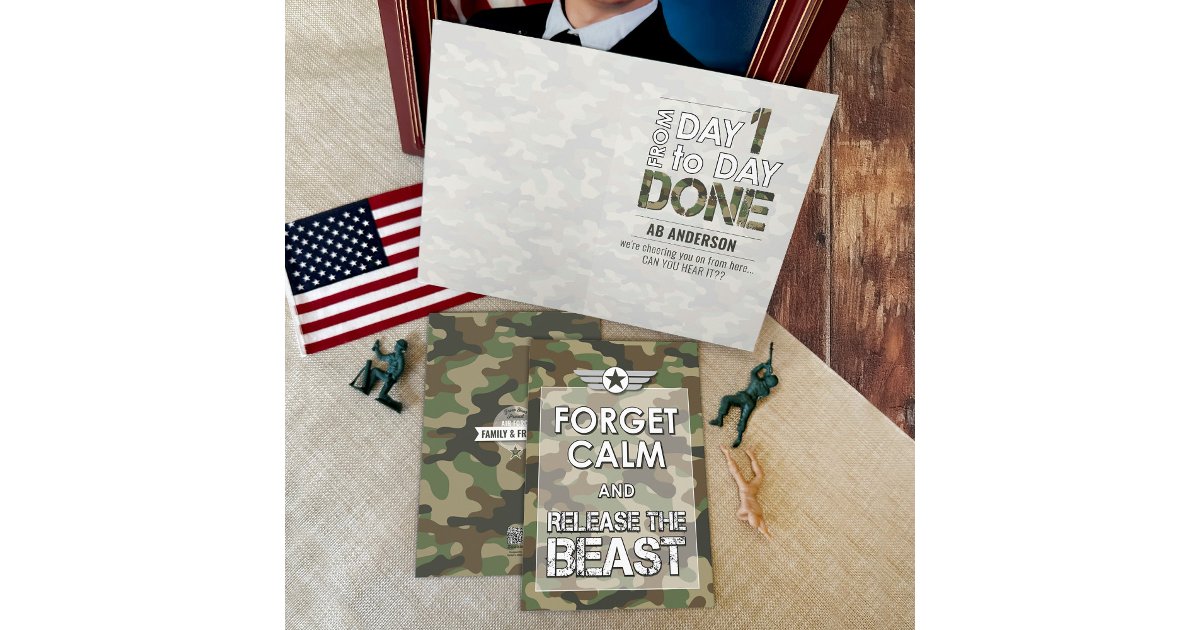 Forget Calm Funny Military Camo BMT Basic Training Card | Zazzle
