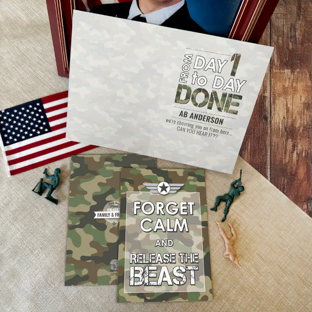 Forget Calm Funny Military Camo BMT Basic Training Card | Zazzle