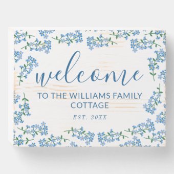 Forget Me Not Cottage Welcome Wooden Box Sign | Zazzle