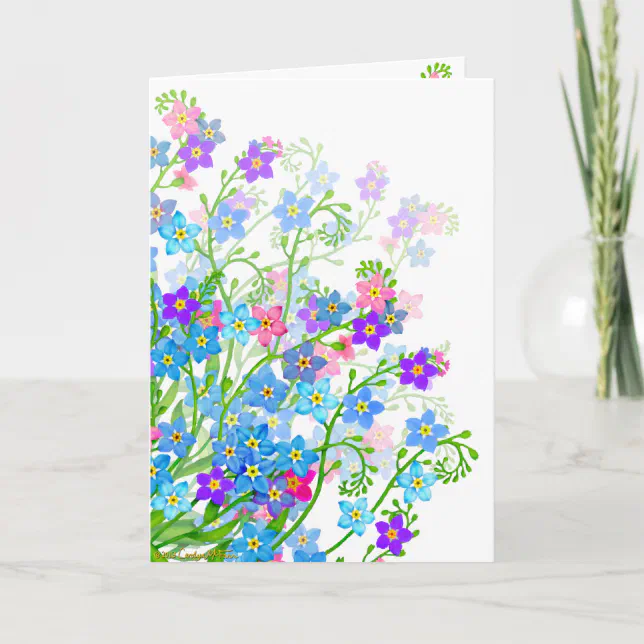 Forget Me Not Garden Flowers Card | Zazzle