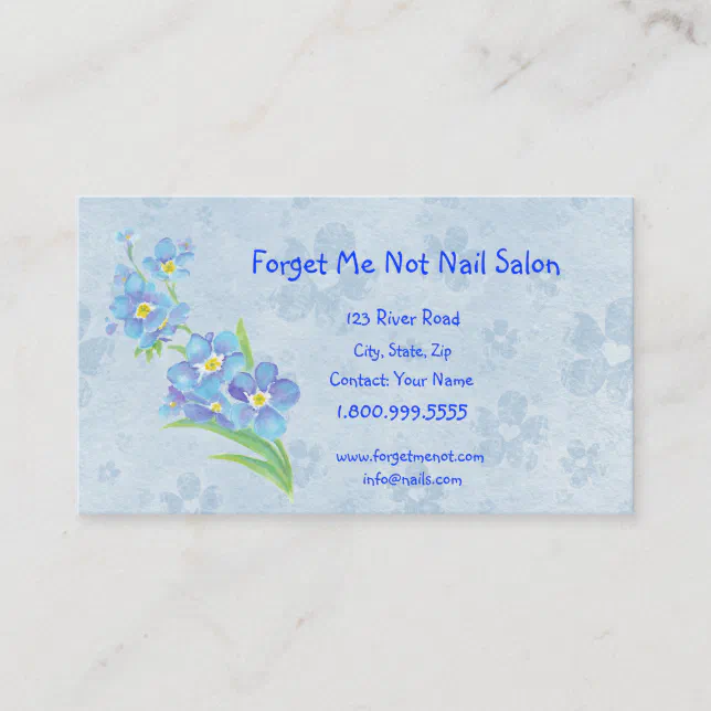 Forget Me Not Nail Salon Business Card | Zazzle