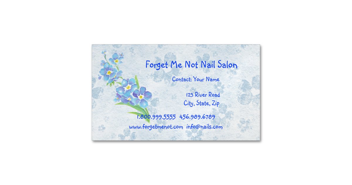 Forget Me Not Nail Salon Business Card | Zazzle