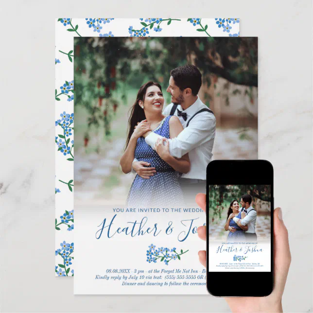 Forget Me Not - Photo Wedding Invitation | Zazzle