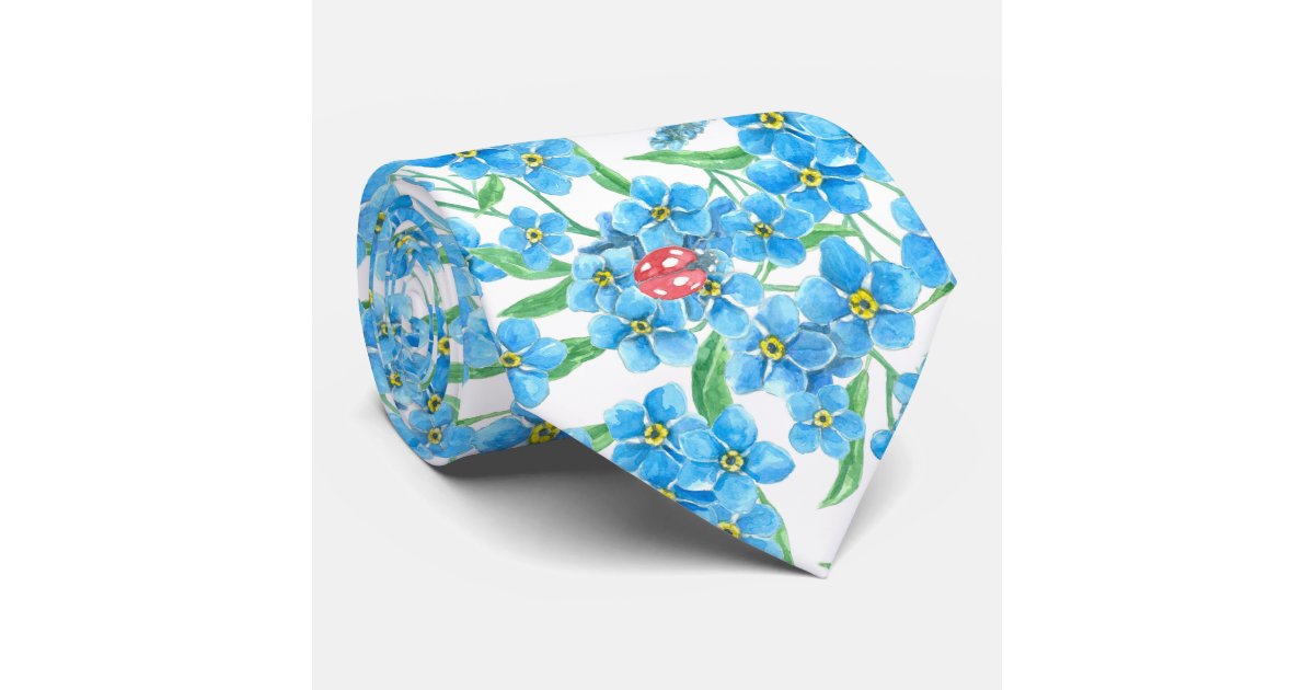 Forget me not seamless floral pattern neck tie | Zazzle