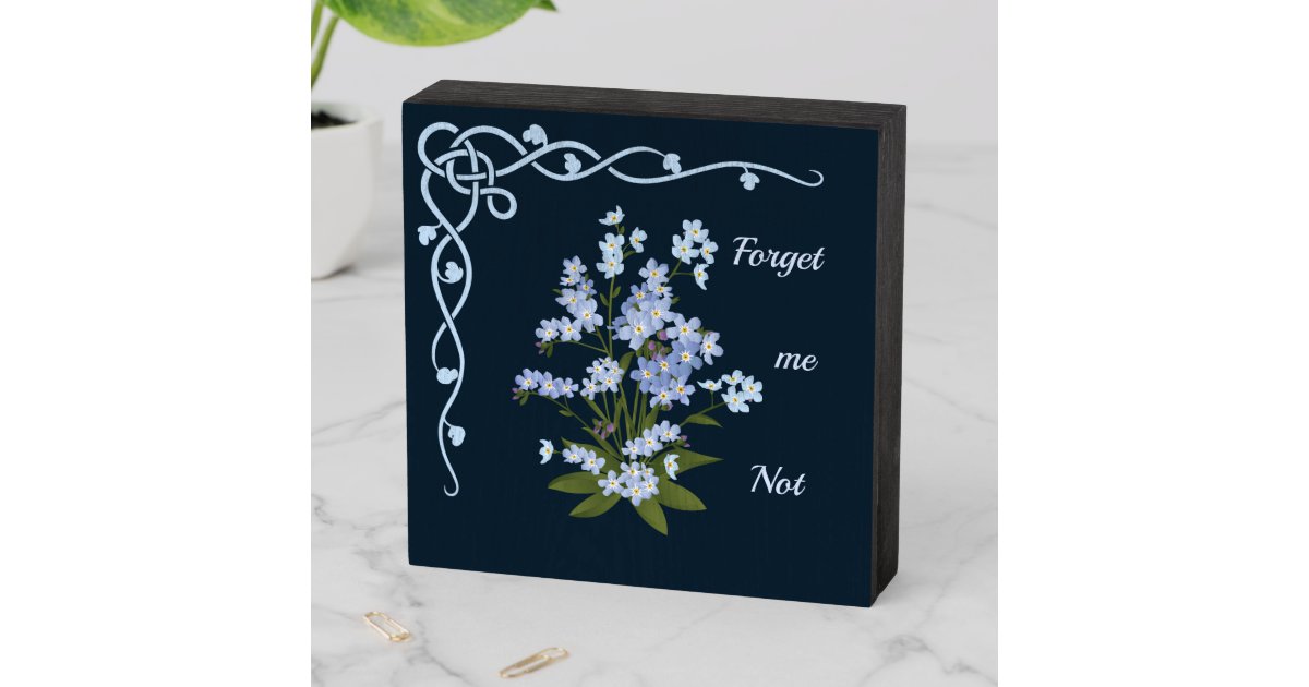 Forget me not square wooden box sign | Zazzle