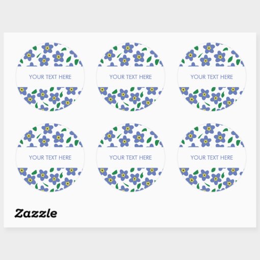 Forget Me Not Stickers, Circle Round Labels | Zazzle