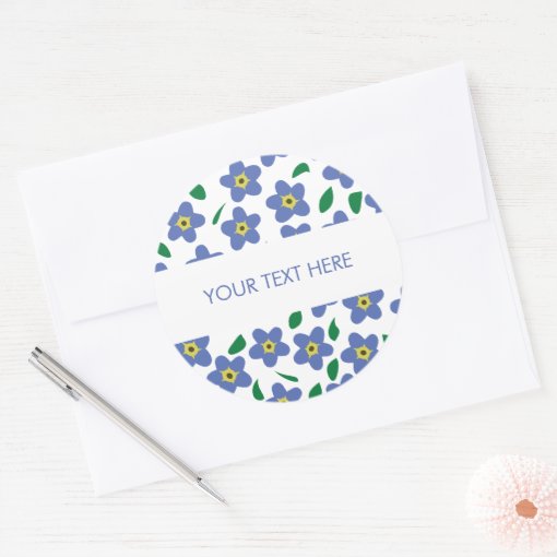 Forget Me Not Stickers, Circle Round Labels | Zazzle