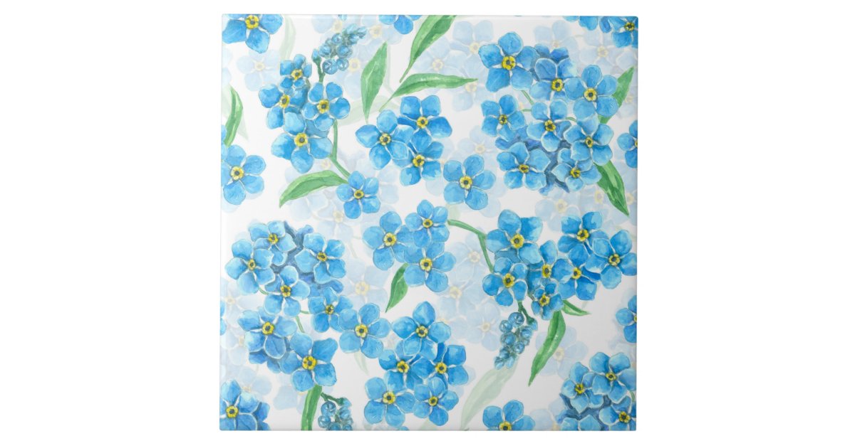 Forget me not watercolor flowers ceramic tile | Zazzle