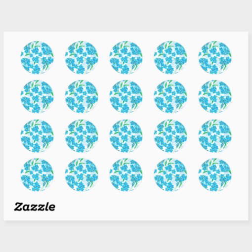 Forget me not watercolor flowers classic round sticker | Zazzle