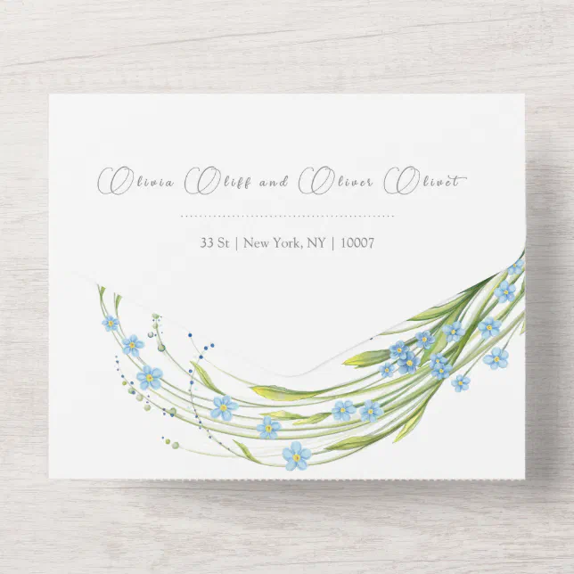 Forget-Me-Not Wedding All In One Invitation | Zazzle