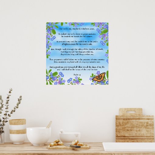Forget Me Nots Psalm 23 Bible Verse Print | Zazzle
