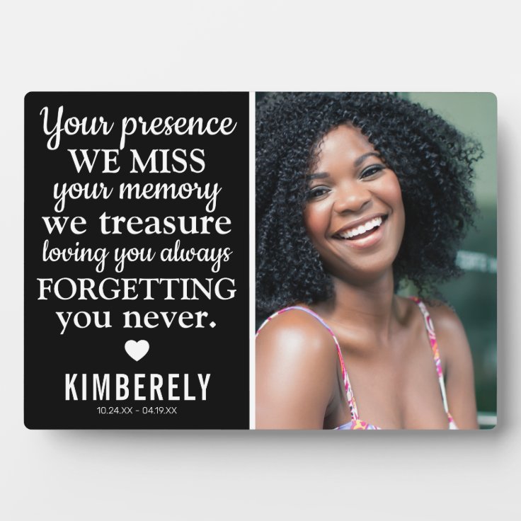Forgetting You Never | Photo Remembrance Keepsake Plaque | Zazzle