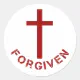 Forgiven Red Cross and Text Christian Design Classic Round Sticker | Zazzle