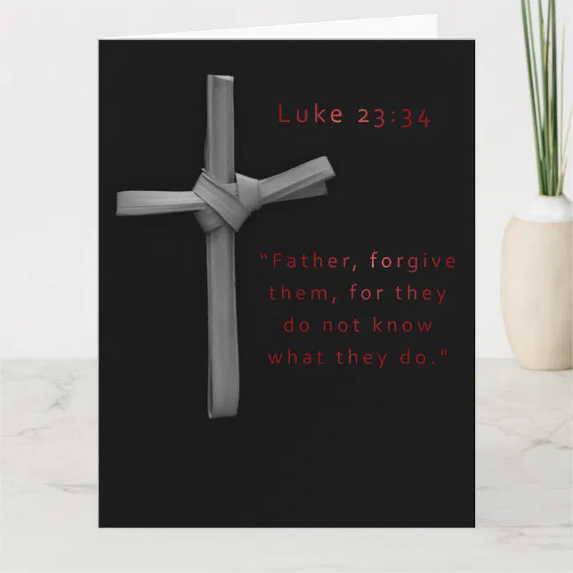 Forgiveness Black Red Religious Cross Easter Card | Zazzle