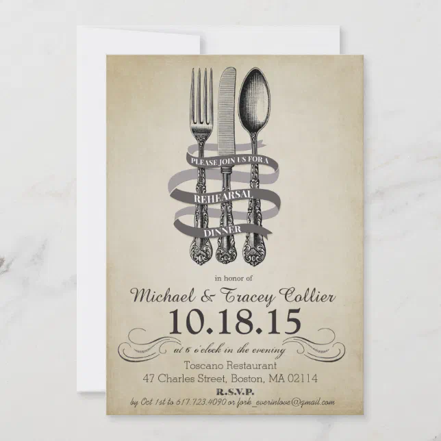 Fork and Knife Rehearsal Dinner Invitation | Zazzle