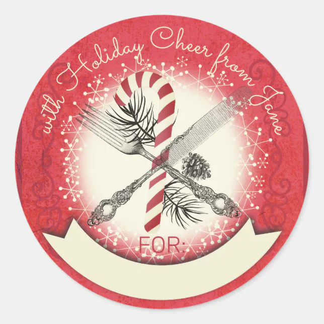 Fork knife personalized Christmas homemade by Classic Round Sticker ...