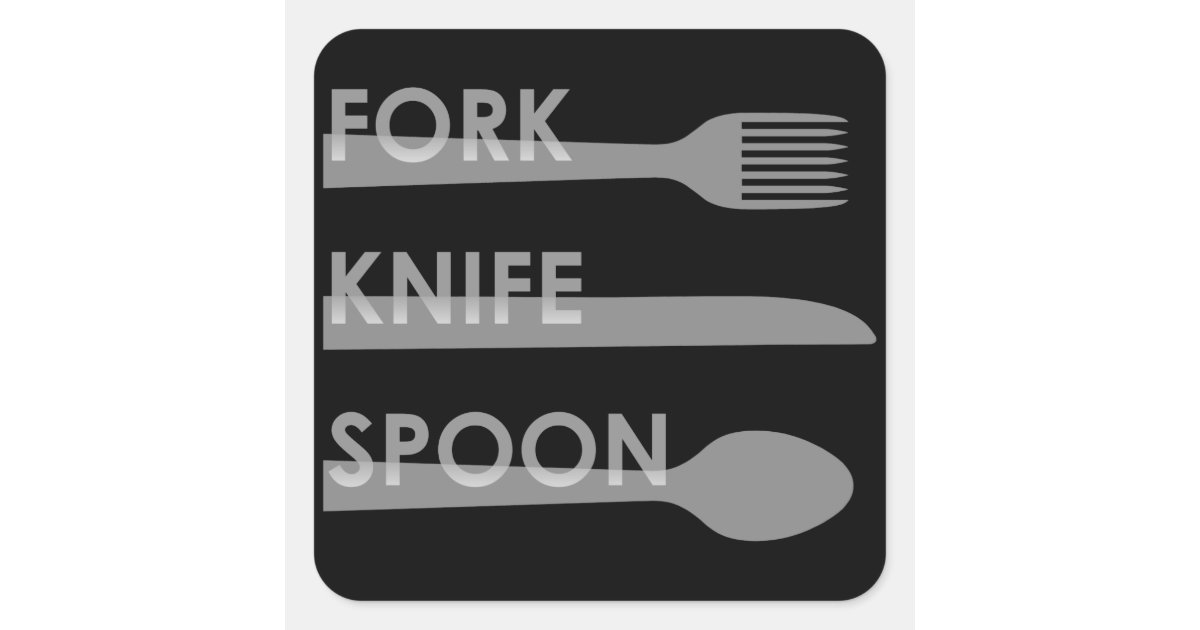 Fork Knife Spoon Square Sticker | Zazzle