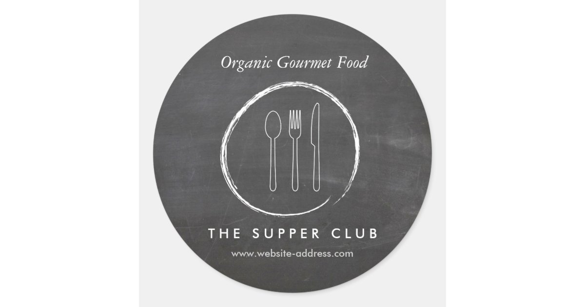 FORK SPOON KNIFE CHALKBOARD Food and Catering Classic Round Sticker ...