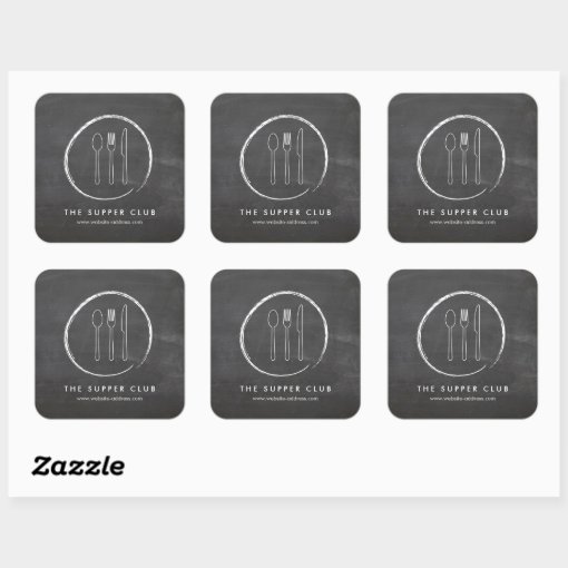 FORK SPOON KNIFE CHALKBOARD LOGO Stickers | Zazzle