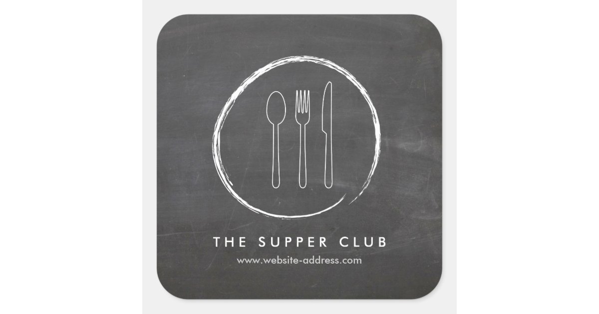 FORK SPOON KNIFE CHALKBOARD LOGO Stickers | Zazzle