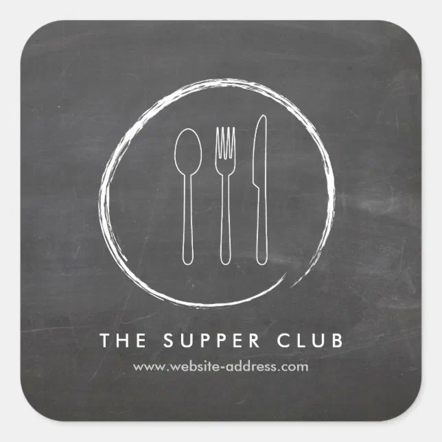 FORK SPOON KNIFE CHALKBOARD LOGO Stickers | Zazzle