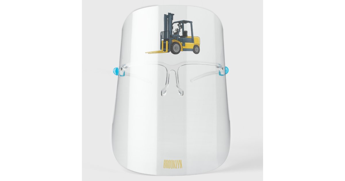Forklift cartoon illustration face shield | Zazzle