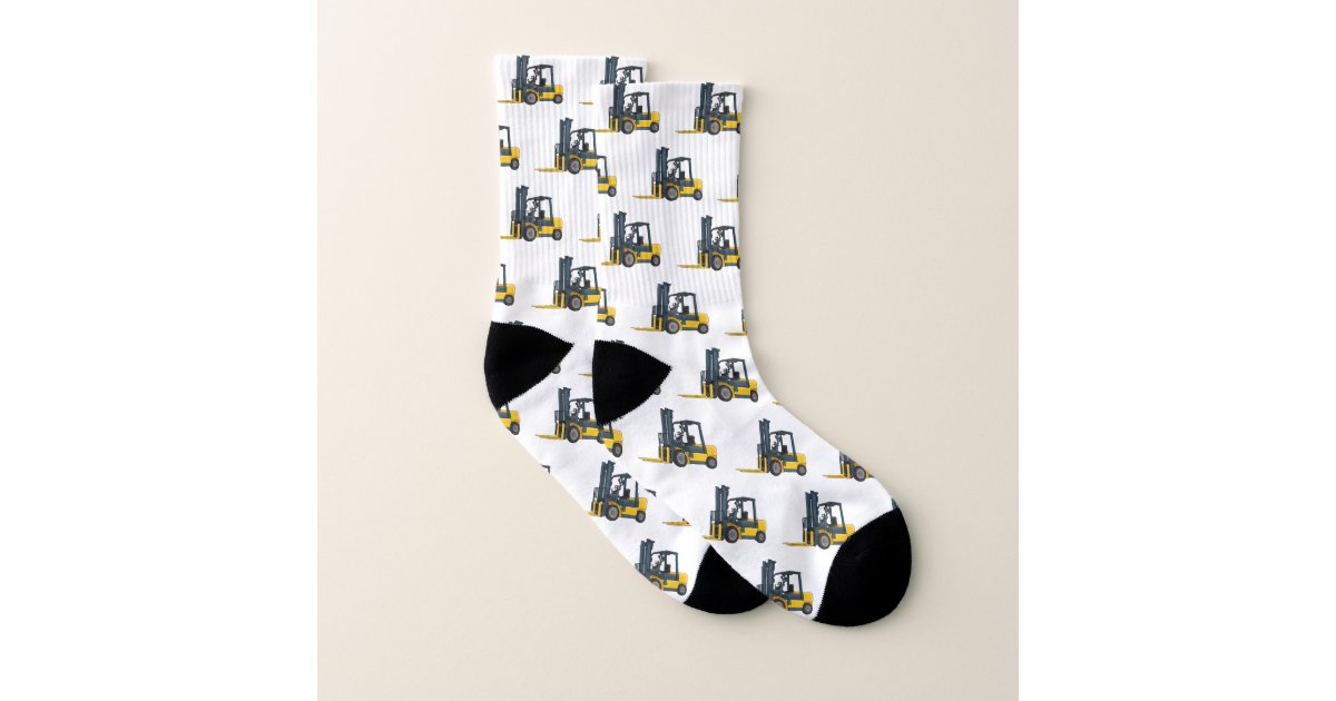 Forklift cartoon illustration socks | Zazzle