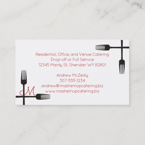 Forks monogram chef catering business card | Zazzle