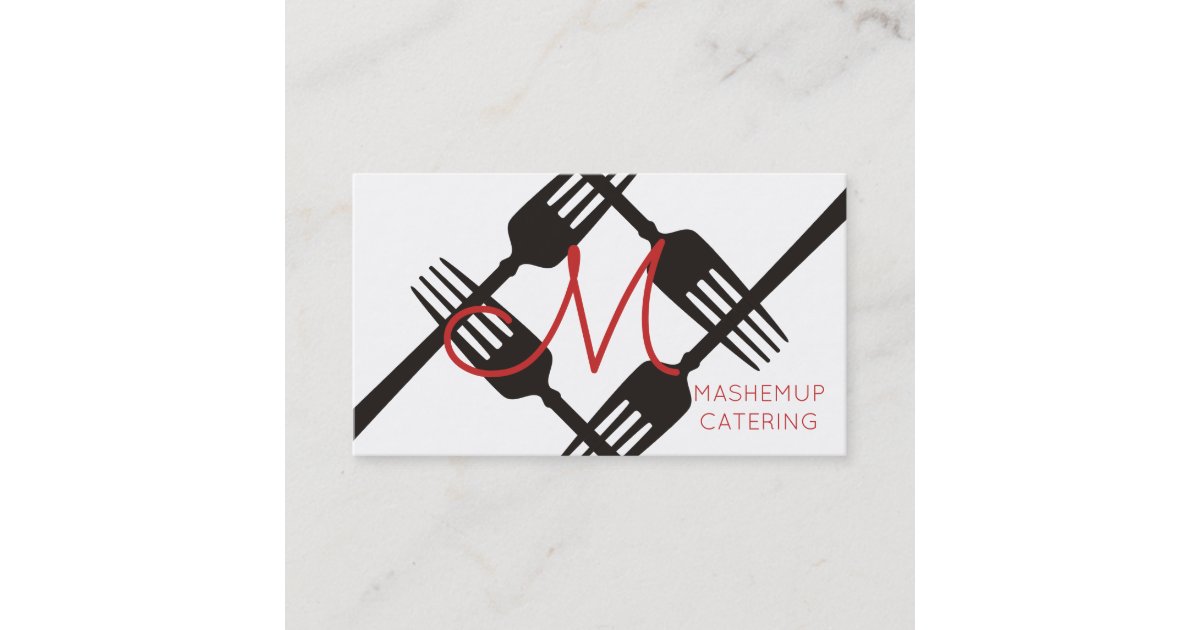 Forks monogram chef catering business card | Zazzle