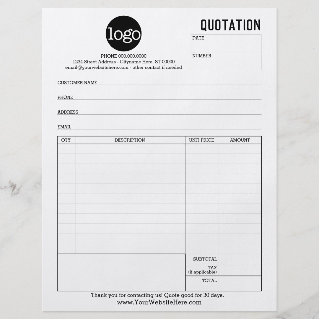 Form Business Quotation - Flexible Type Areas Flyer | Zazzle