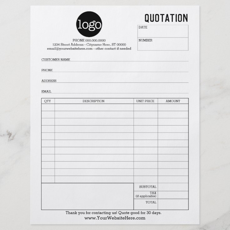 Form Business Quotation - Flexible Type Areas Flyer | Zazzle