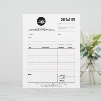 Form Business Quotation, Invoice or Sales Receipt | Zazzle