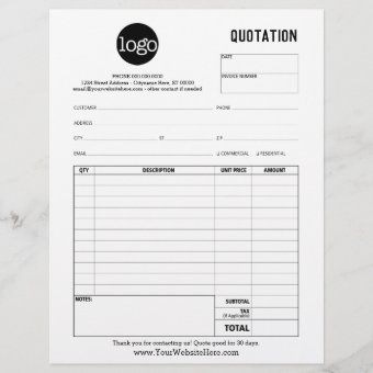 Form Business Quotation, Invoice or Sales Receipt Flyer | Zazzle