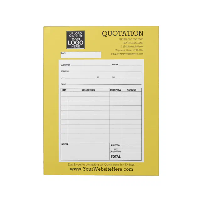 Form - Business Quotation or Invoice Notepad | Zazzle