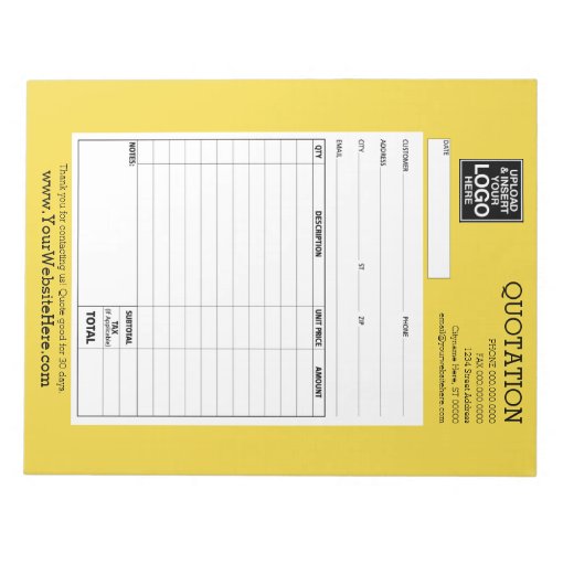 Form - Business Quotation or Invoice Notepad | Zazzle