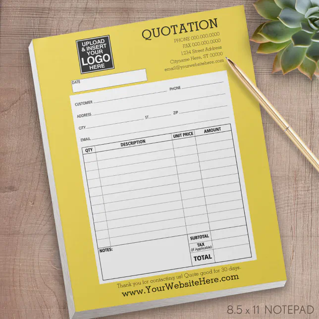 Form - Business Quotation or Invoice Notepad | Zazzle