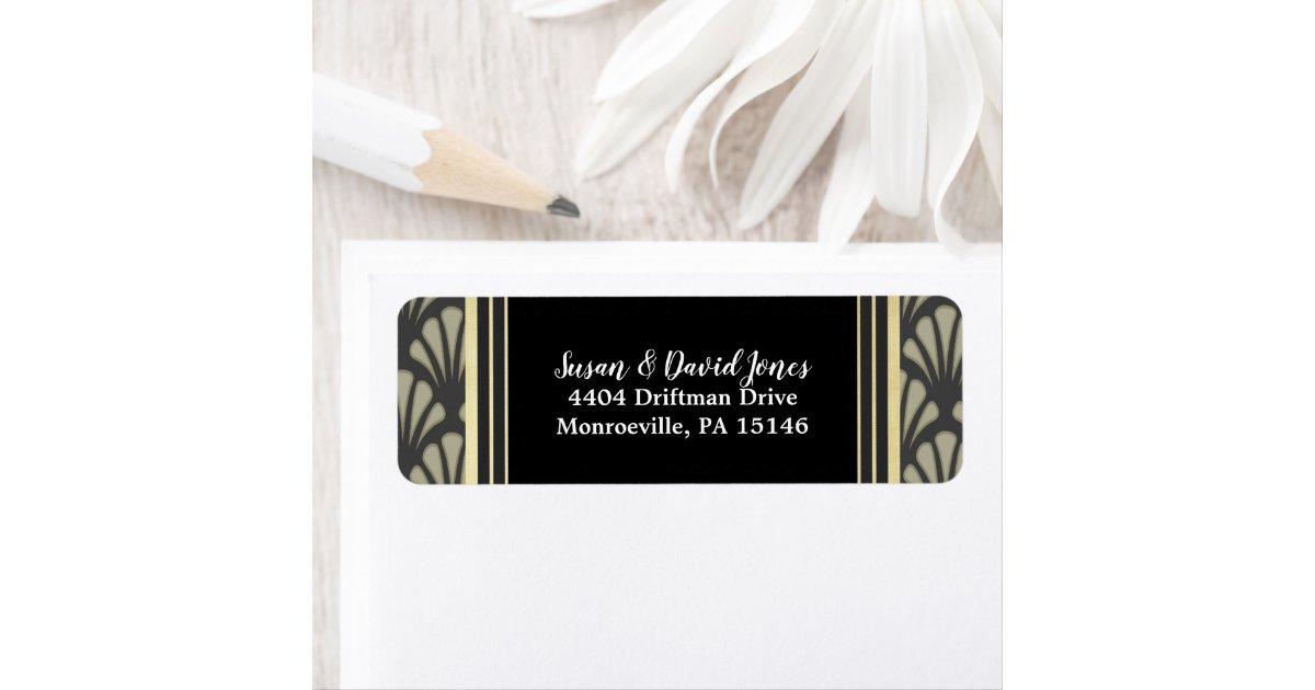 Formal Art Deco twenties vintage gray chic Label | Zazzle