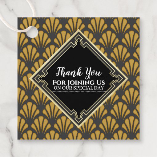 Formal Art Deco vintage fleur de lis thank you Favor Tags | Zazzle