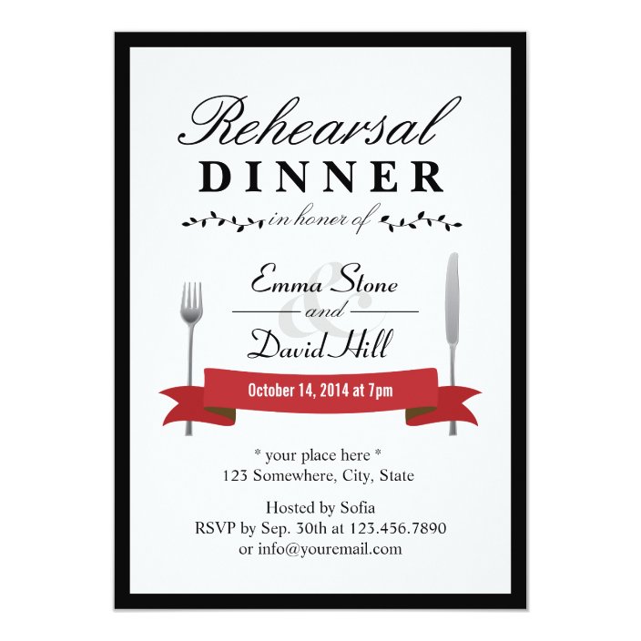 Formal Black Border Rehearsal Dinner Invitations | Zazzle.com
