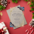Formal Blue and Gold 80th Birthday Acrylic Invitations | Zazzle