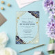 Formal Blue and Gold 80th Birthday Acrylic Invitations | Zazzle